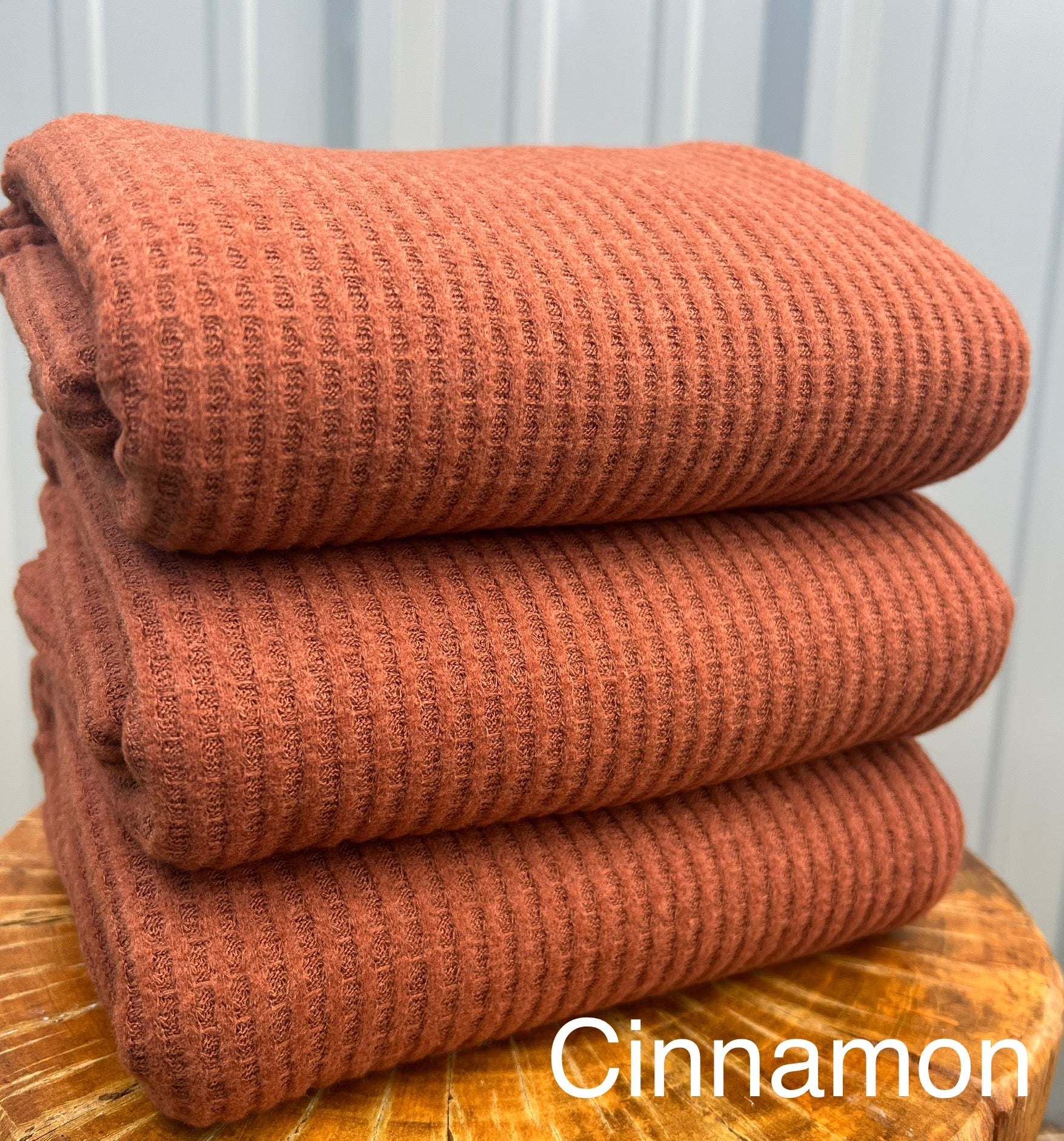 (Brushed Waffle) Solid Cinnamon – Graceful Fabrics