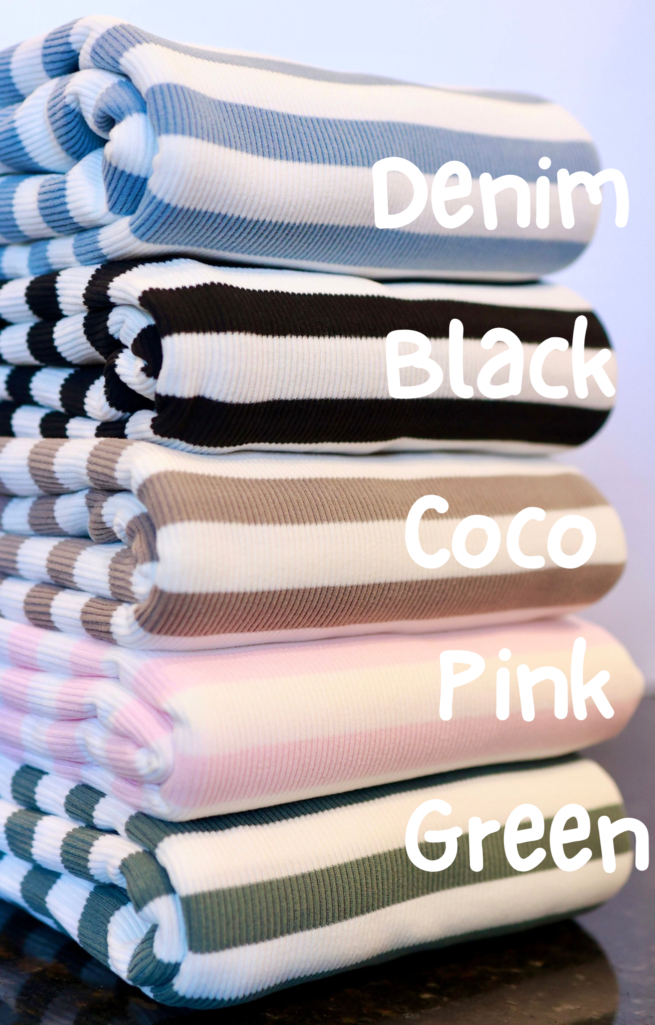 (Rib Fleece) Stripes CoCo & White – Graceful Fabrics